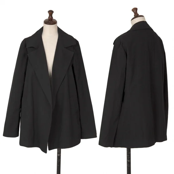 Y's Cotton Buttonless Jacket Black 3 (K-126846)